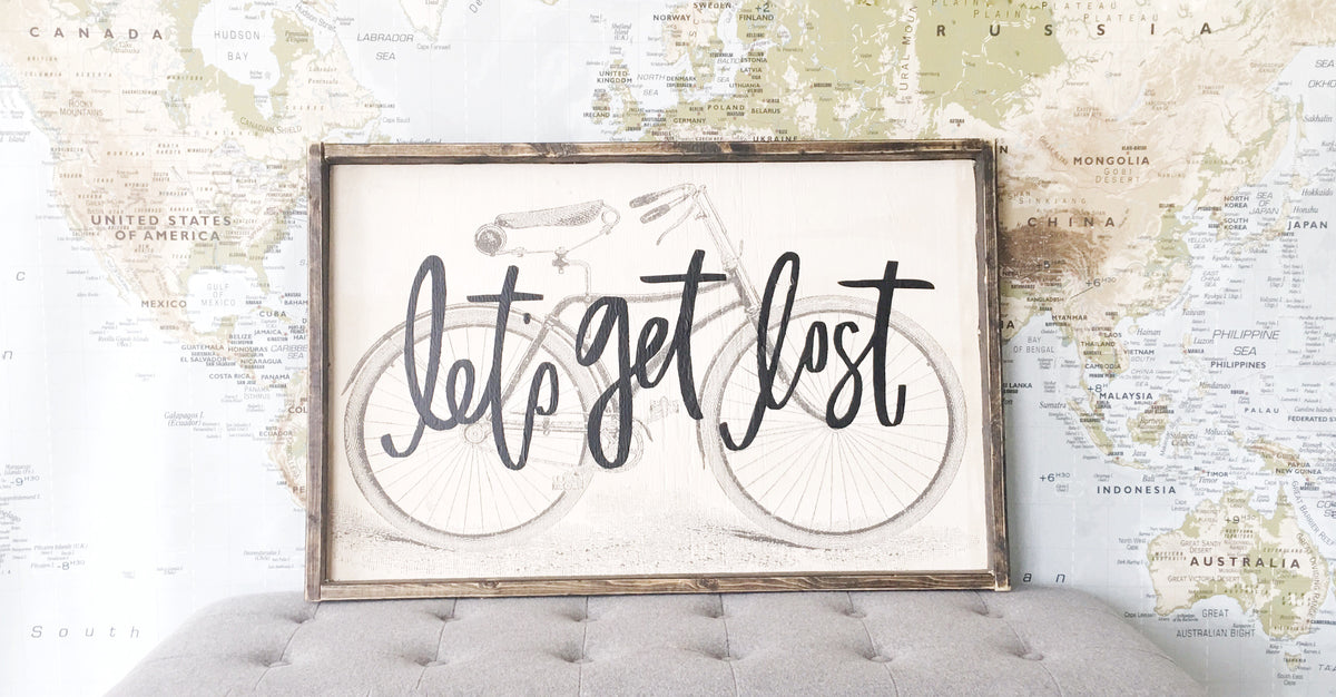 Let’s get lost (bicycle) Wood Sign – JaxnBlvd